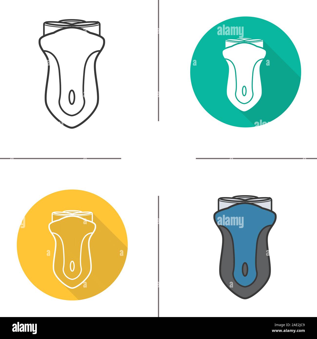 Electric shaver icon. Flat design, linear and color styles. Razor ...