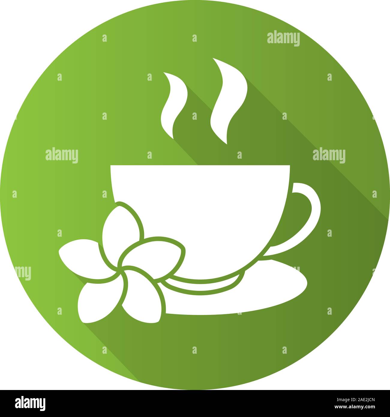 Herbal teacup flat design long shadow icon. Tea cup with plumeria ...