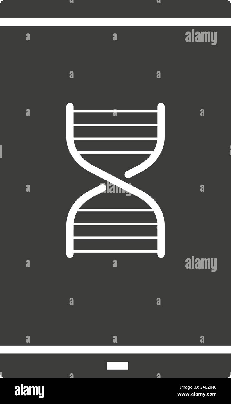 Smartphone science app glyph icon. Silhouette symbol. Smart phone with ...