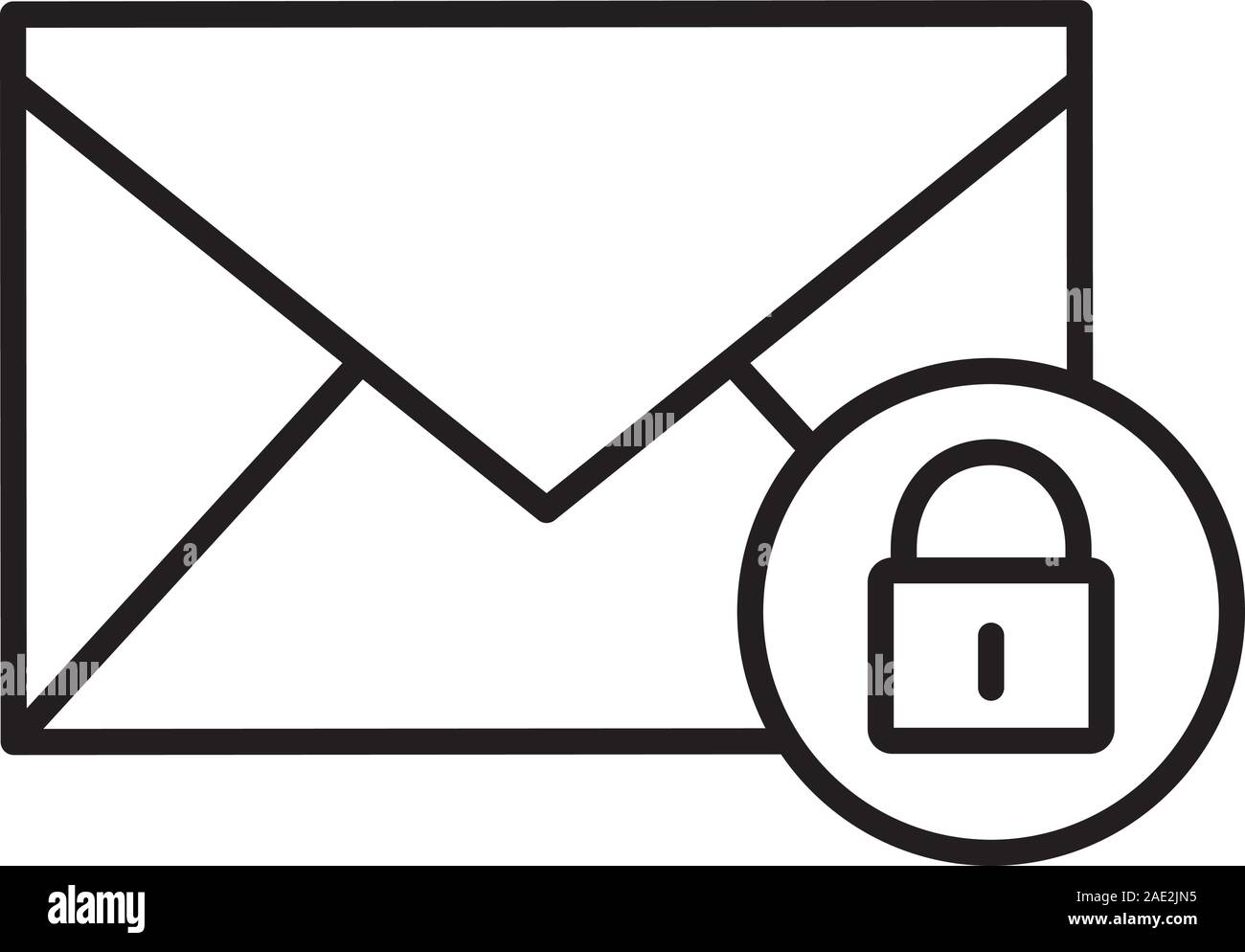 Email security linear icon. Letter thin line illustration. Sms message ...