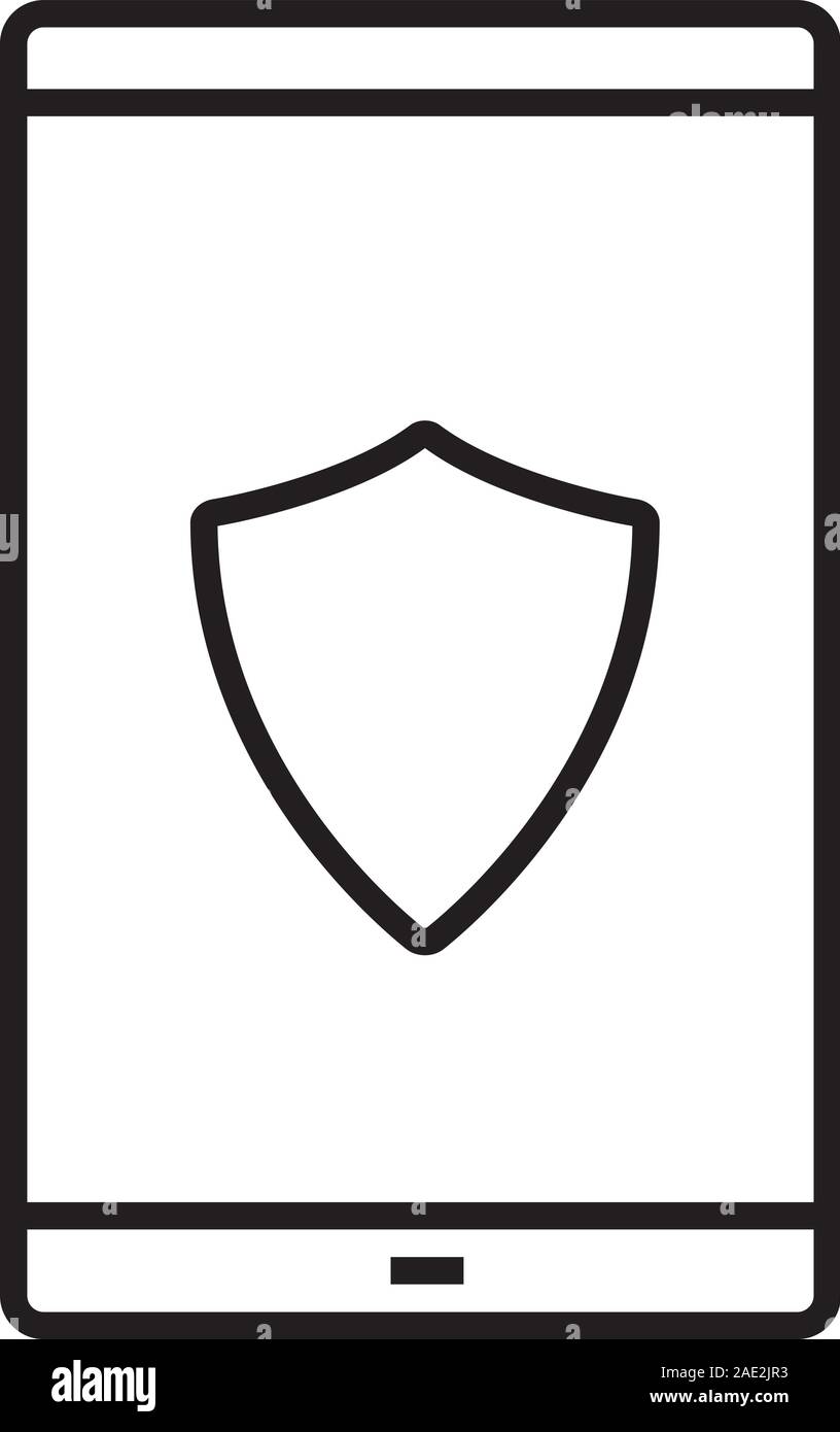 Smartphone antivirus app linear icon. Thin line illustration. Smart ...