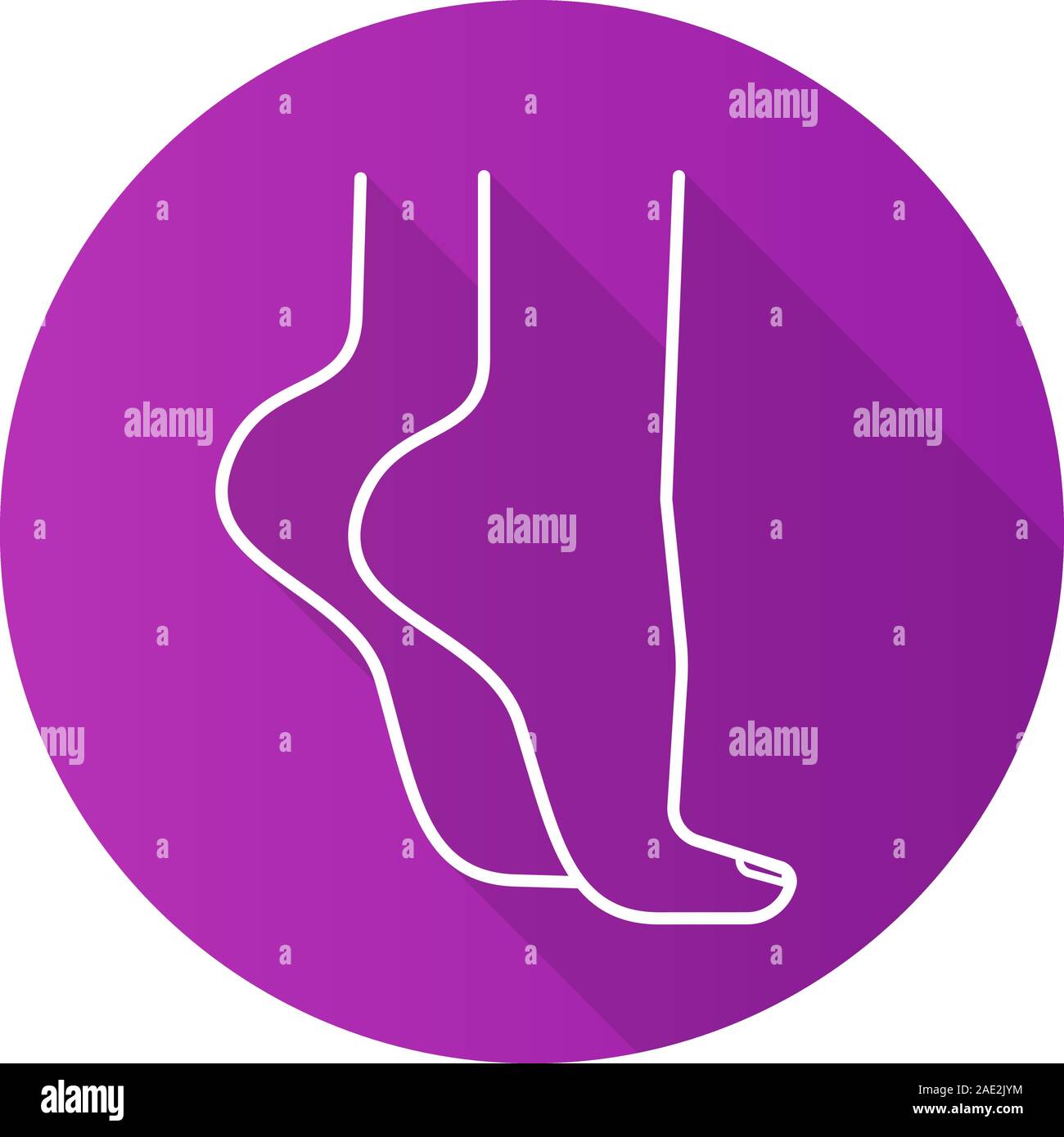 Woman's feet standing on tiptoe. Flat linear long shadow icon. Vector ...