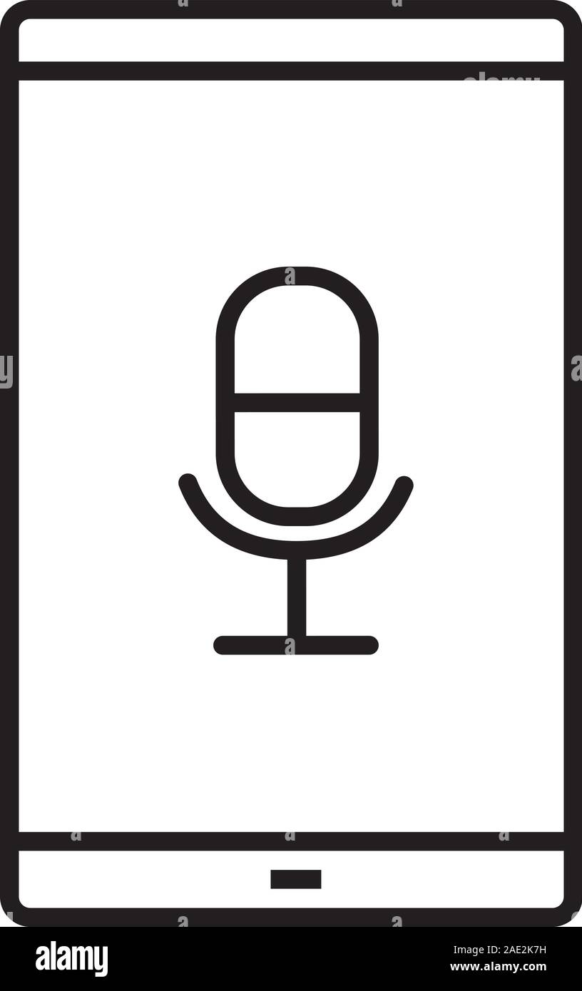 Smartphone voice recorder linear icon. Thin line illustration. Smart ...