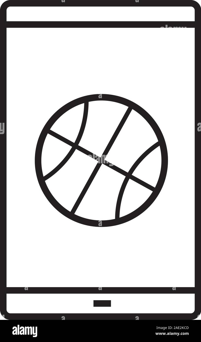 Smartphone basketball app linear icon. Thin line illustration. Smart ...