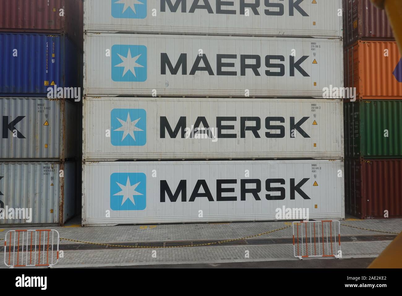 Cartagena/Columbia11/5/19: Maersk shipping containers on a dock at ...