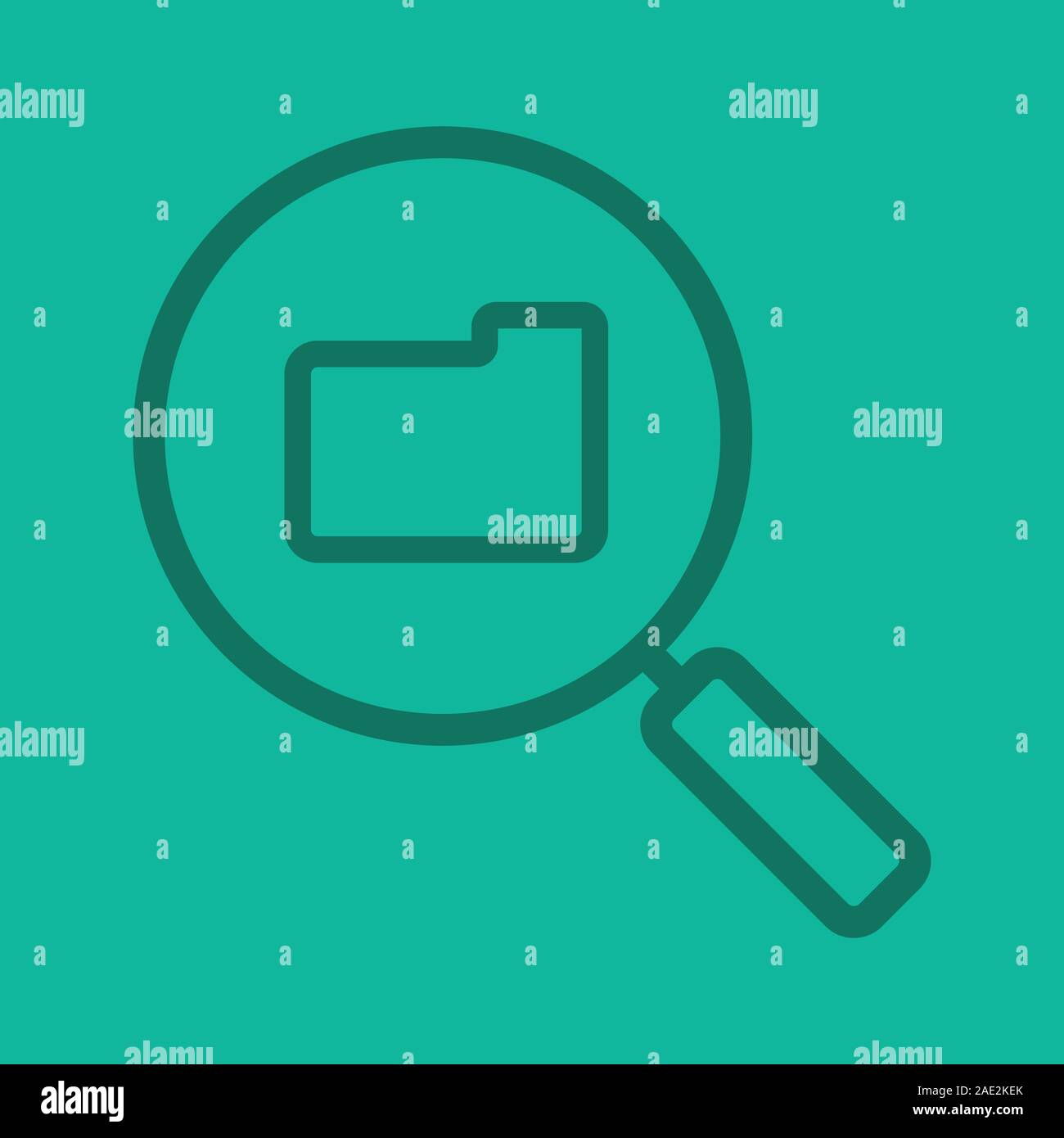 Folder Search Color Linear Icon Magnifying Glass Thin Line Contour Symbols On Color Background