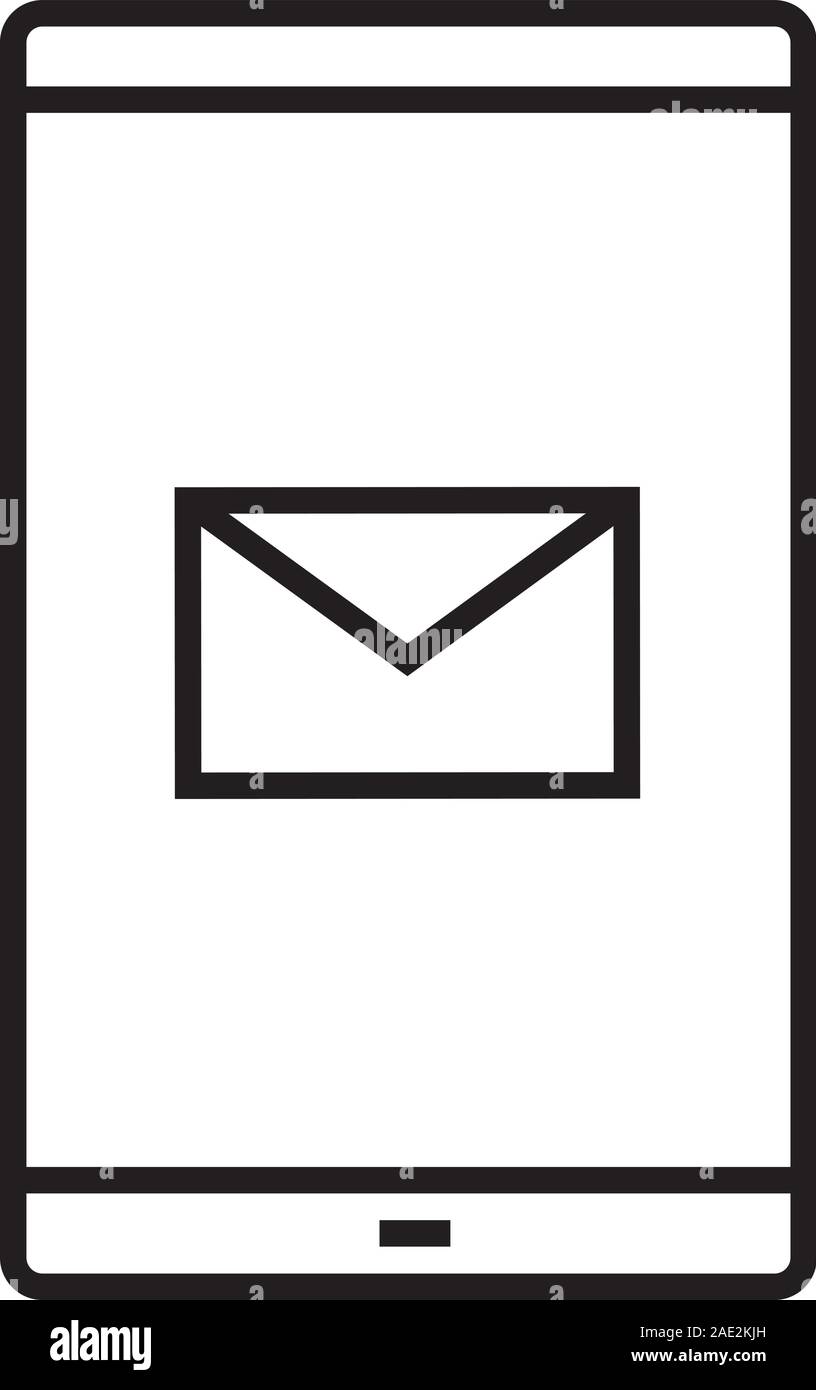 Smartphone sms message linear icon. Thin line illustration. Smart phone ...