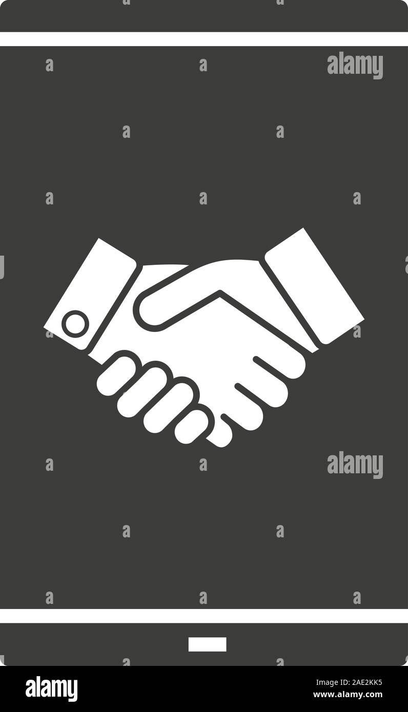 Smartphone business app glyph icon. Silhouette symbol. Smart phone with ...