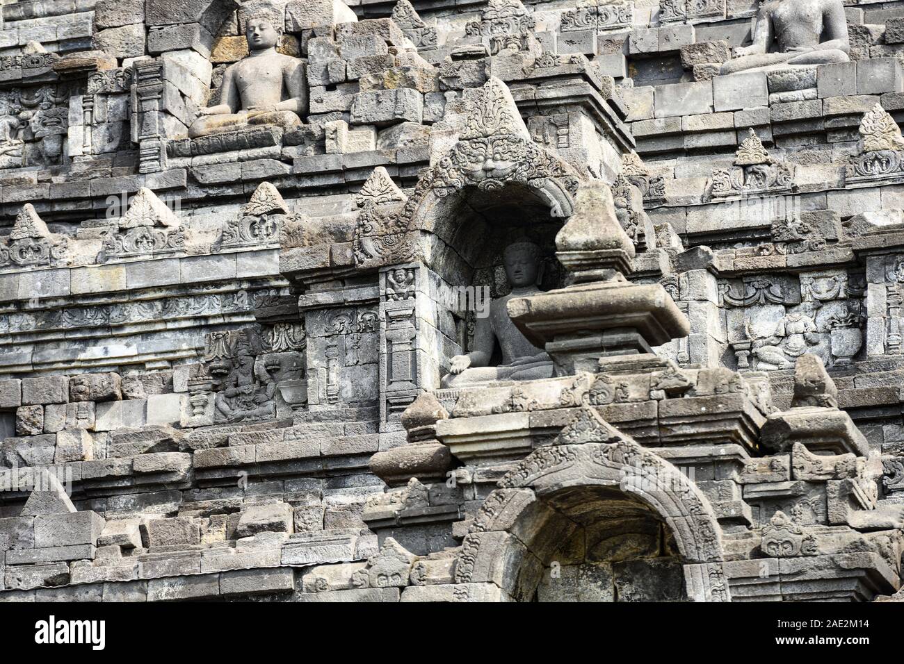 (Selective focus) Stunning view of the Borobudur Temple decorated with ...