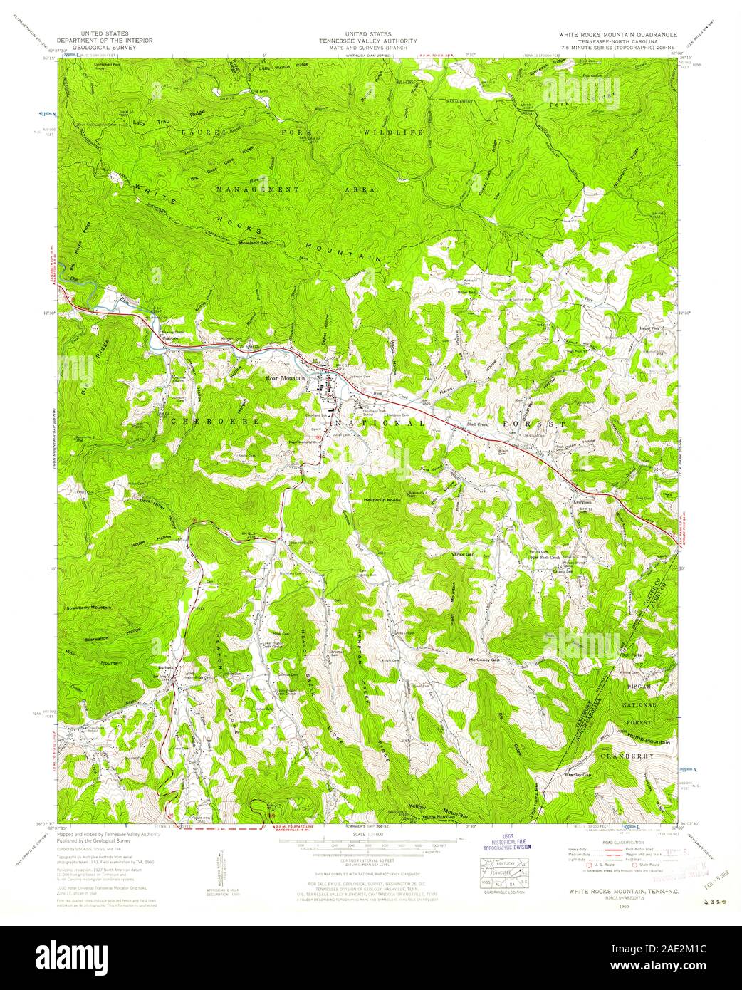 USGS TOPO Map Tennessee TN White Rocks Mountain 155648 1960 24000 ...