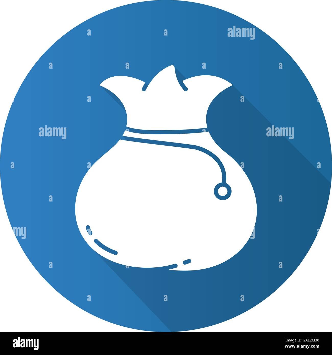 Bag flat design long shadow icon. Sack with rope. Vector silhouette ...