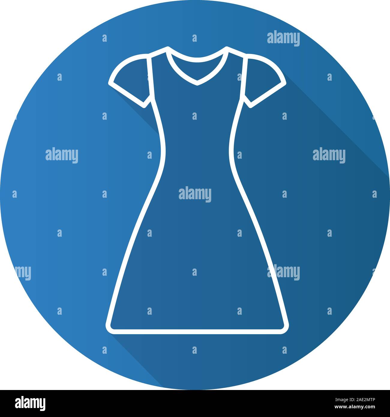 Sun frock flat linear long shadow icon. Sarafan. Vector line symbol ...