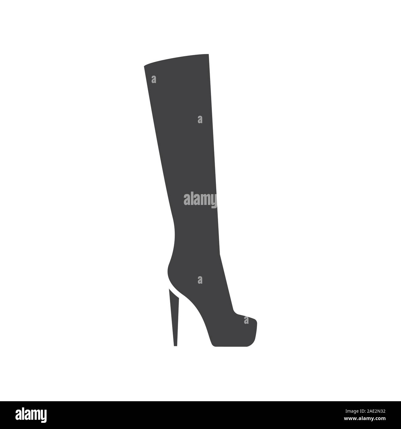 Women's high boot glyph icon. Silhouette symbol. Negative space. Vector ...