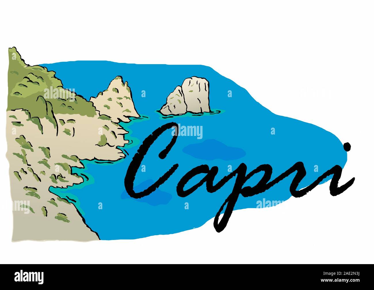 Capri Island illustration Stock Photo - Alamy