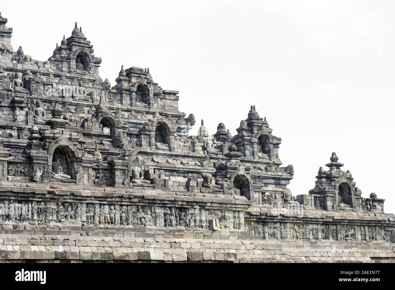 (Selective focus) Stunning view of the Borobudur Temple decorated with ...