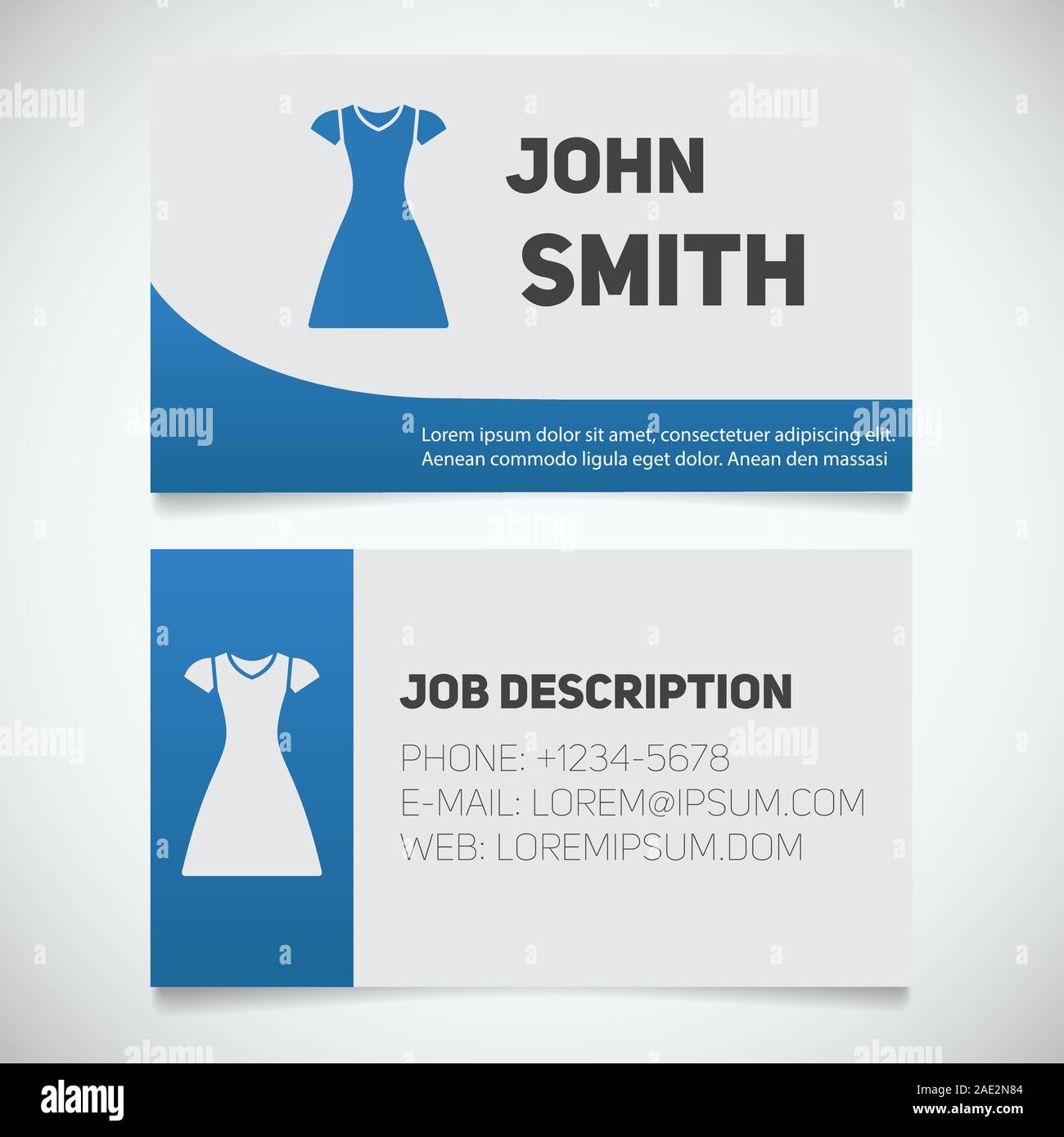 Business card print template with sun frock logo. Women's dresses shop ...