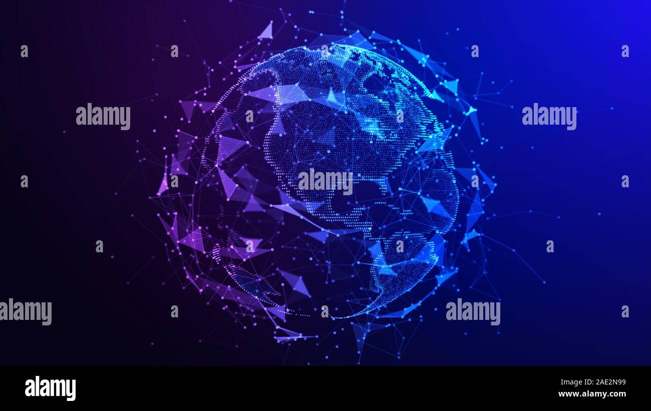 Network concept background with World map. Internet and technology. 3d ...