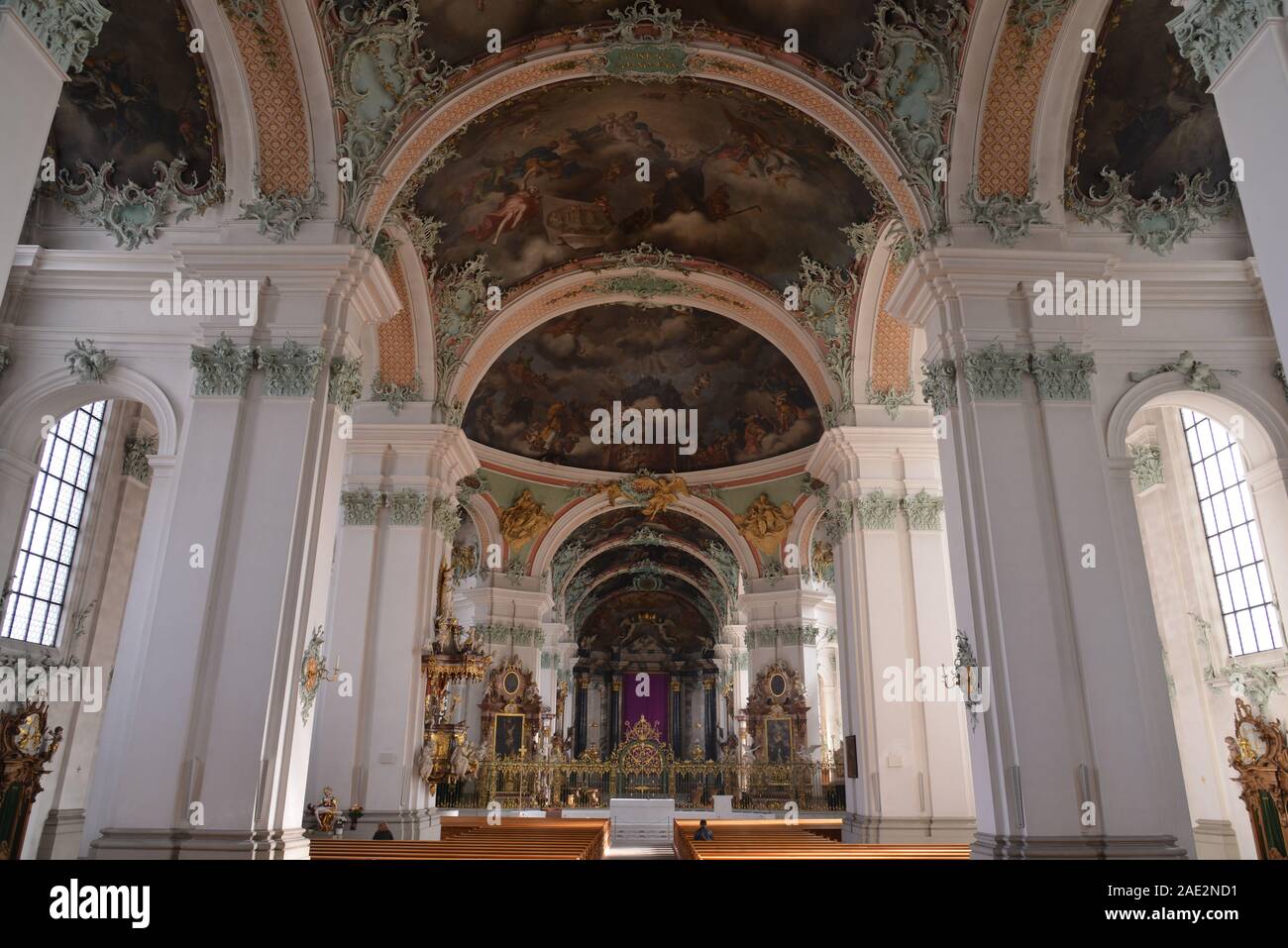 Low angle shot of the inside of Cathedral in St Gallen Stock Photo - Alamy