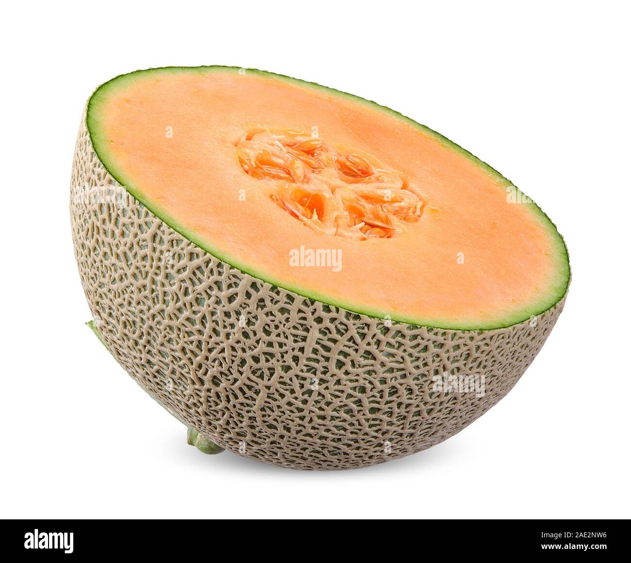 Half of melon isolated on white with clipping path Stock Photo - Alamy