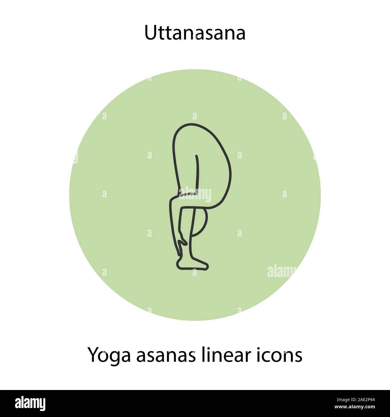 Uttanasana yoga position linear icon. Thin line illustration. Yoga asana contour symbol. Vector ...