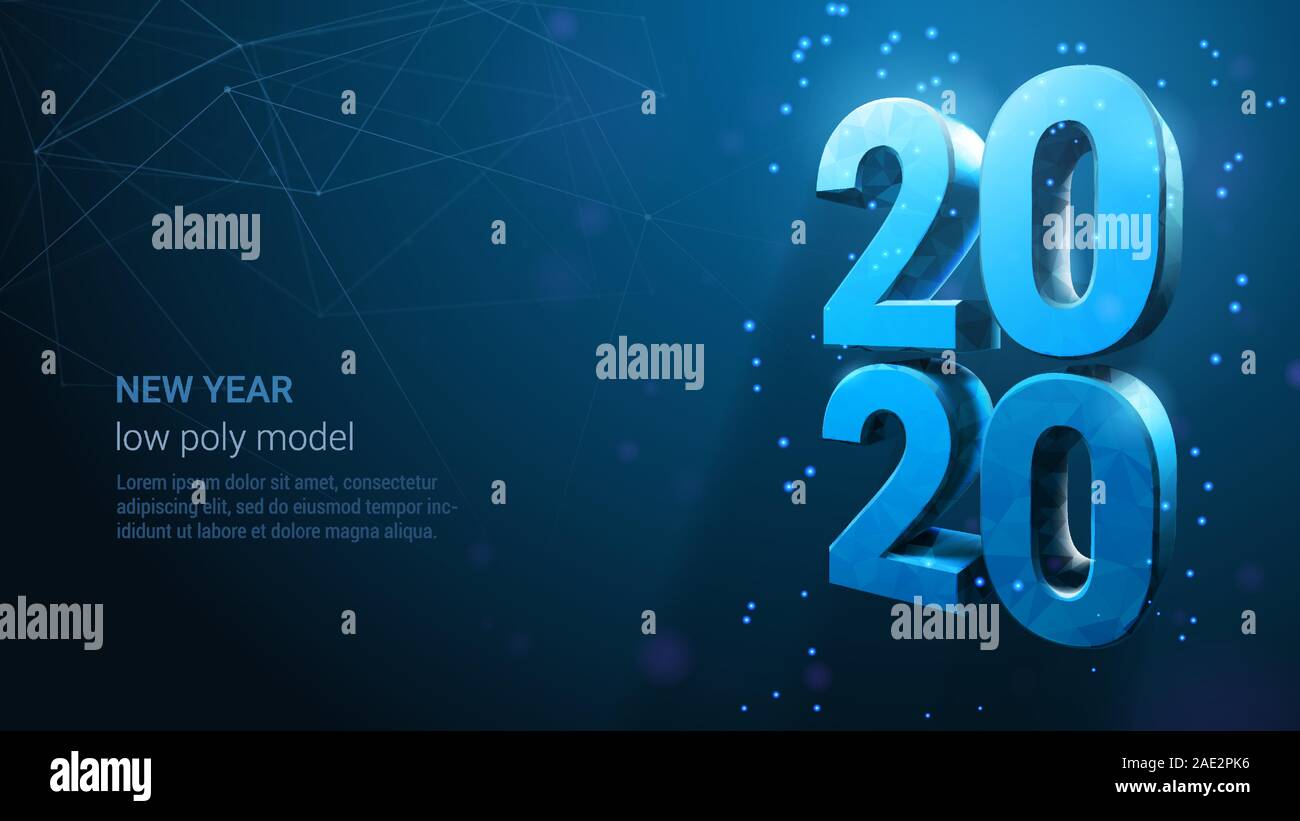 Blue Neon Vector Luxury Text 2020 Happy New Year Stock Vector Image ...