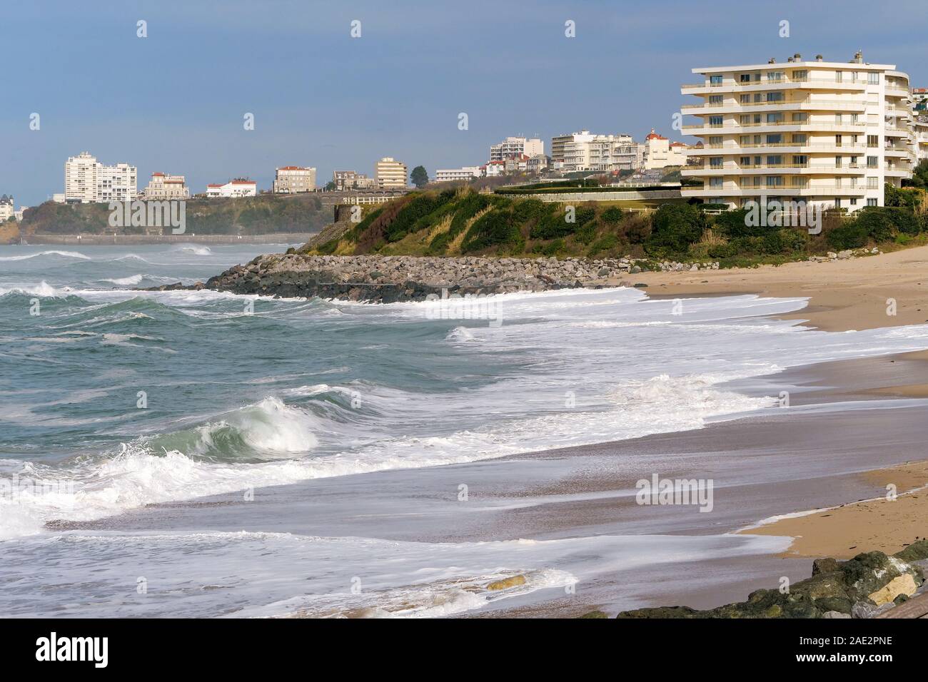 Atlantic Ocean shore, Biarritz, Pyrénées-Atlantiques, France Stock ...
