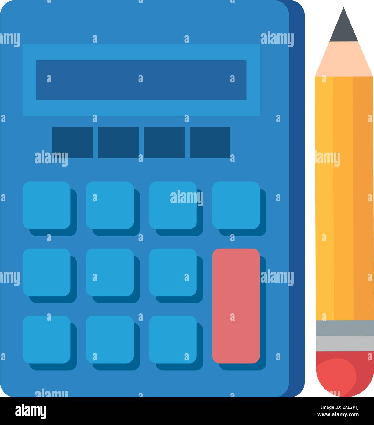 Isolated calculator and pencil vector design Stock Vector Image & Art ...