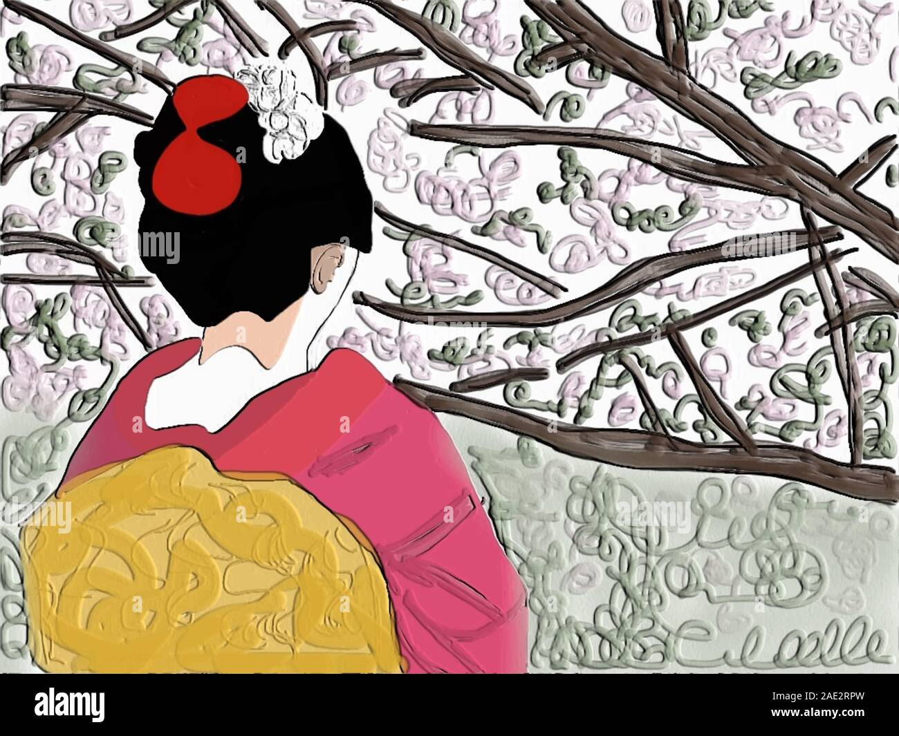 Japan cherry blossom kimono High Resolution Stock Photography and ...