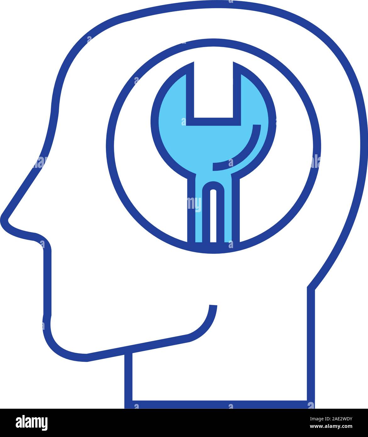 Construction wrench inside head vector design Stock Vector Image & Art ...