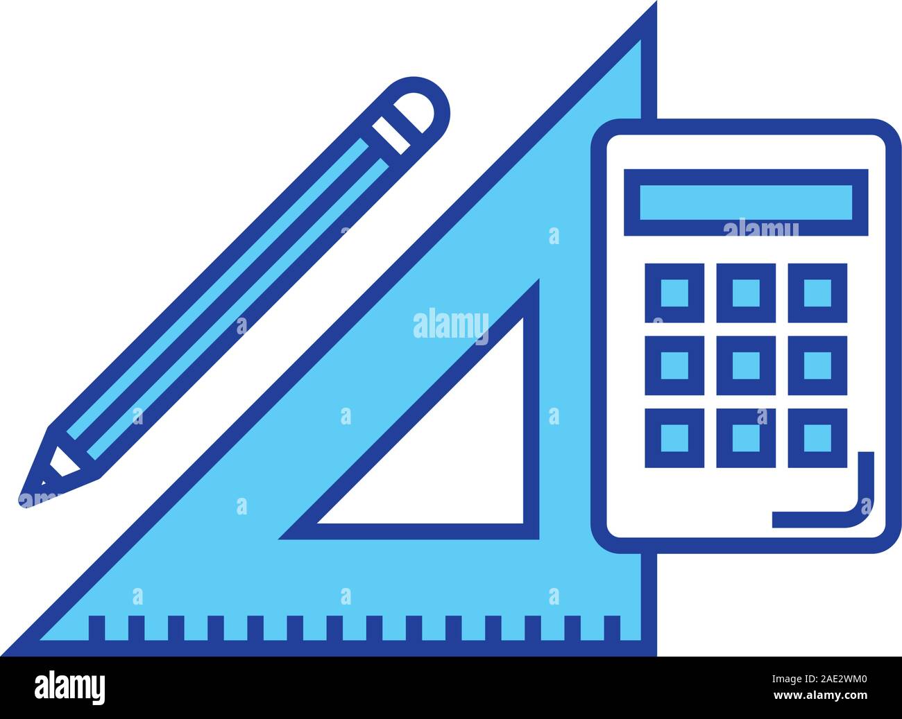 Isolated calculator ruler and pencil vector design Stock Vector Image ...