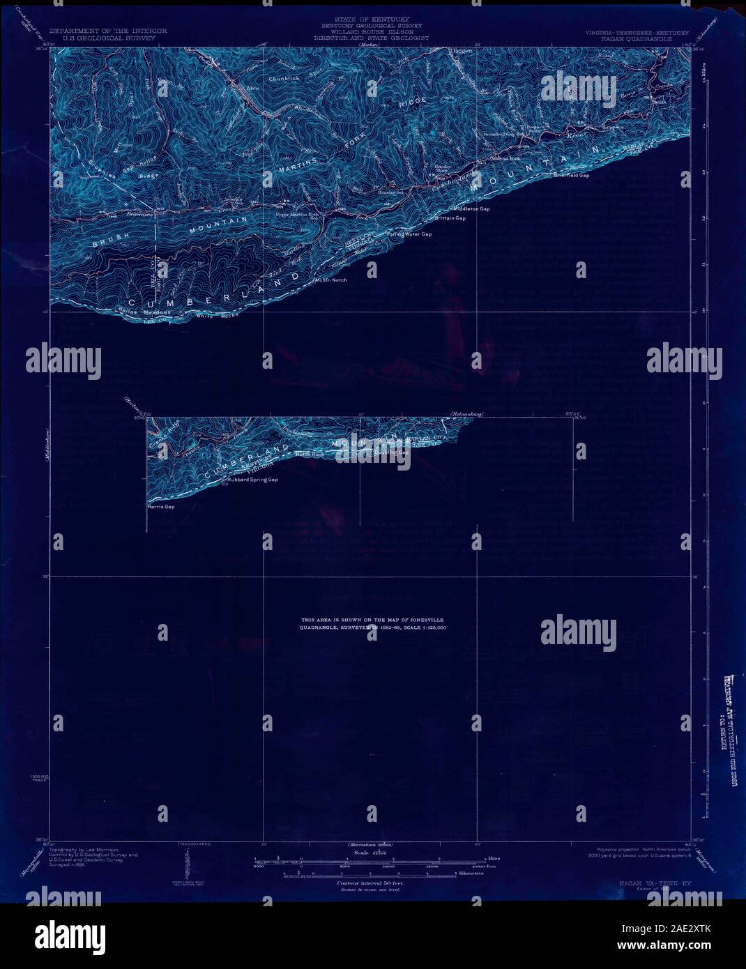 USGS TOPO Map Tennessee VA Hagan 188148 1932 62500 Inverted Restoration ...