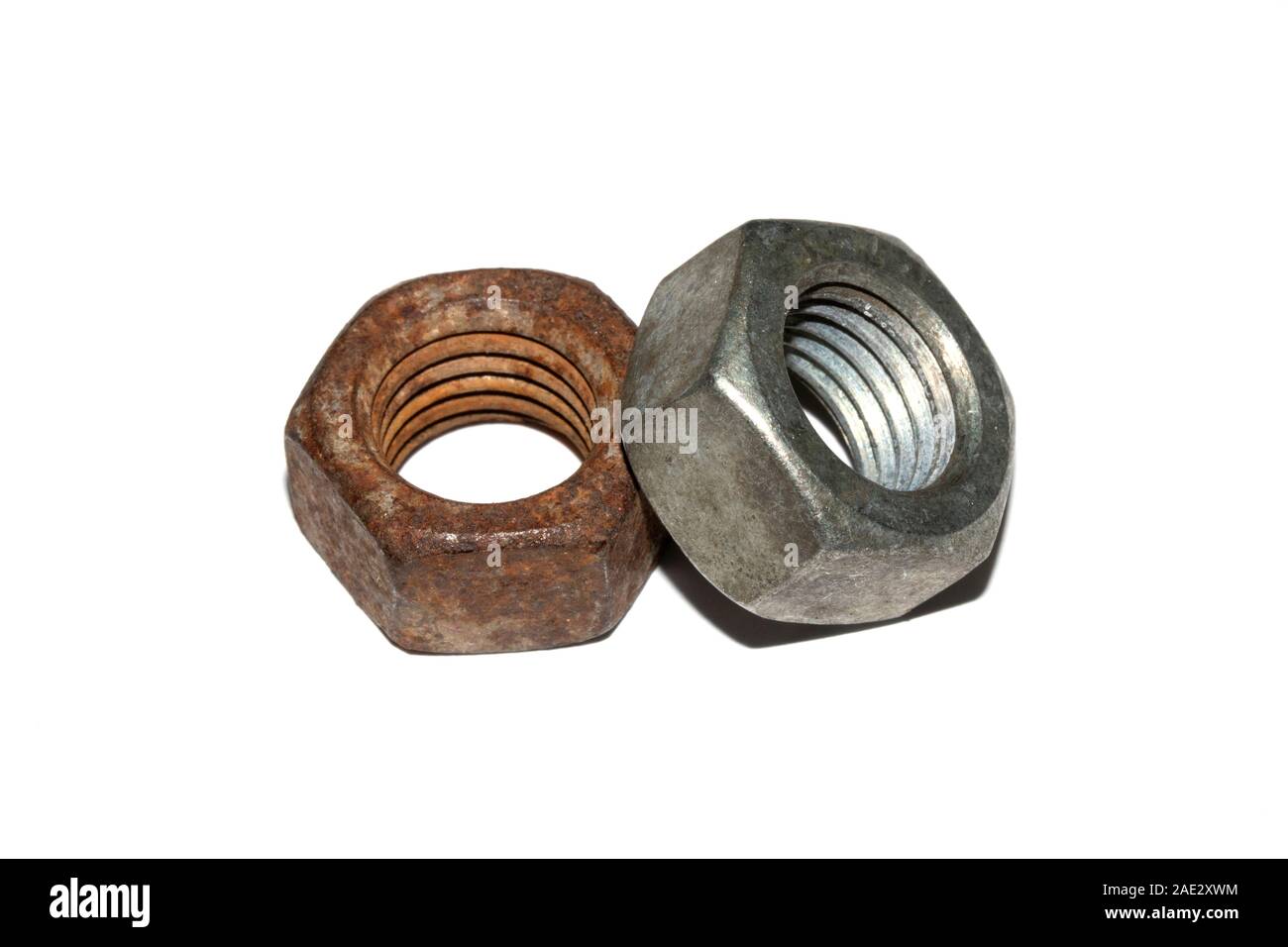 Collection of Old Bolt, Screws, Nuts Engineering Metal Tools on White ...