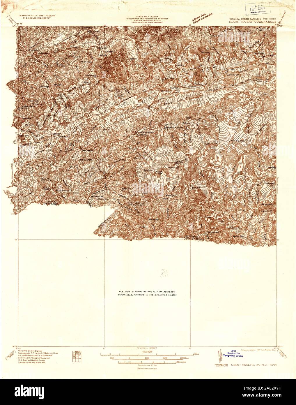 USGS TOPO Map Tennessee VA Mount Rogers 187720 1935 48000 Restoration ...