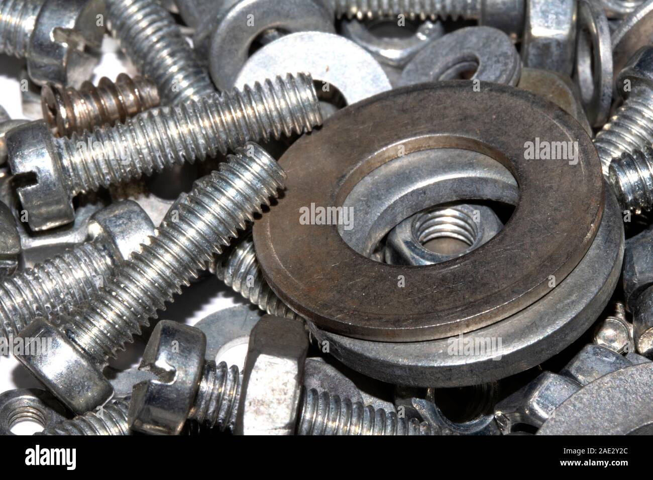 Collection of Old Bolt, Screws, Nuts Engineering Metal Tools on White ...