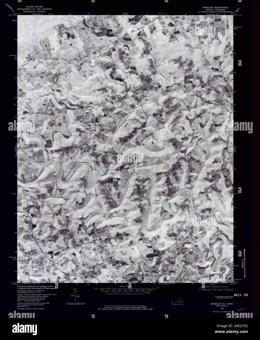 USGS TOPO Map Tennessee VA Wheeler 187196 1976 24000 Inverted ...