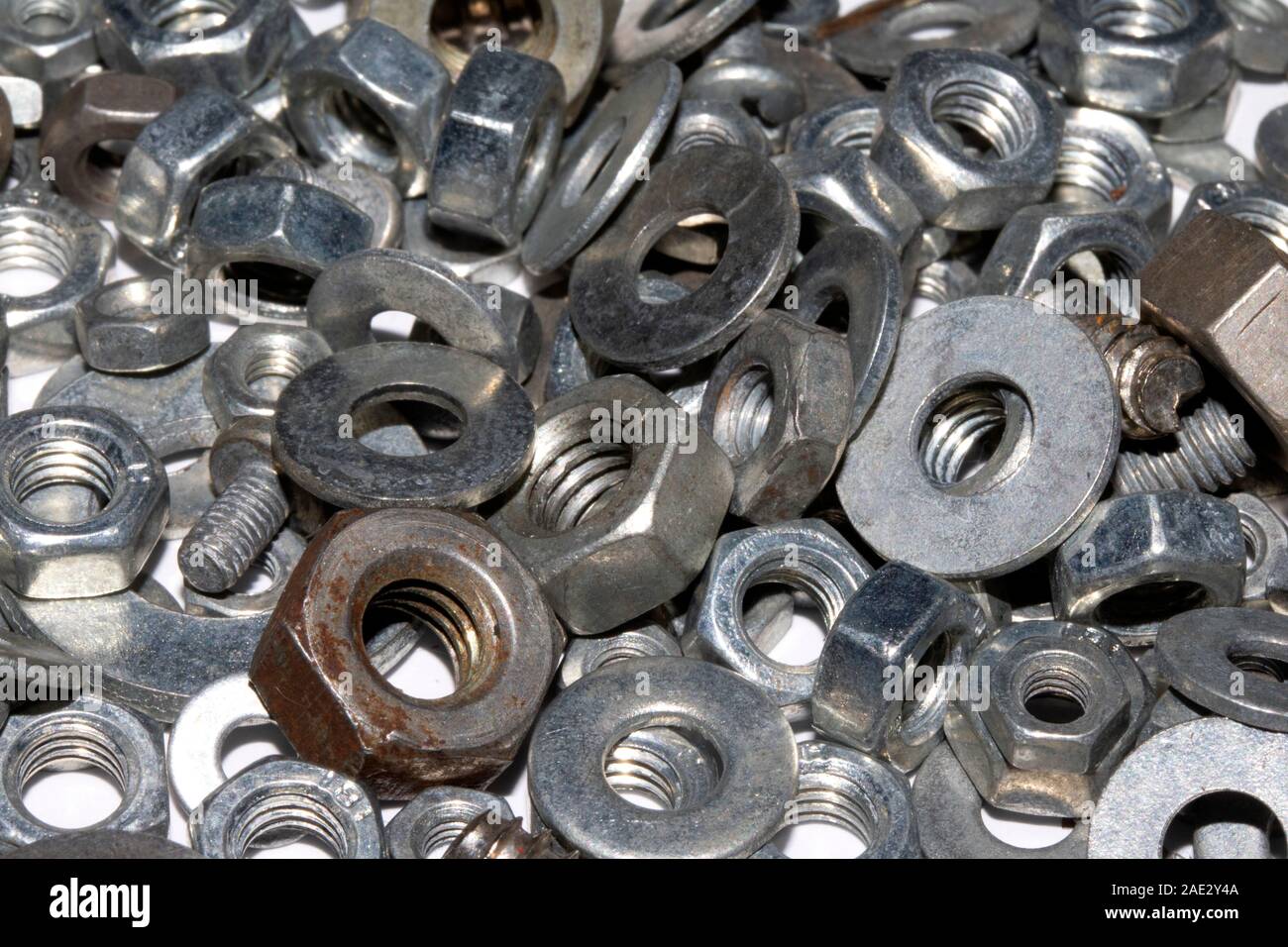 Collection of Old Bolt, Screws, Nuts Engineering Metal Tools on White ...
