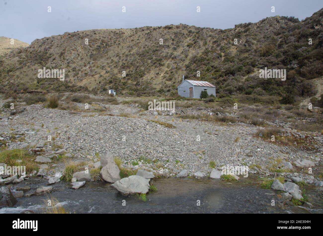 Manuka hut. Hakatere Conservation Park. Te Araroa Trail. Lake Emily ...