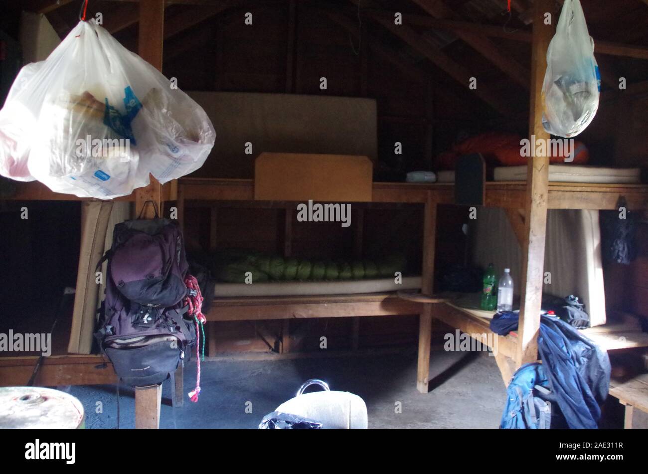 Manuka hut. Hakatere Conservation Park. Te Araroa Trail. Lake Emily ...