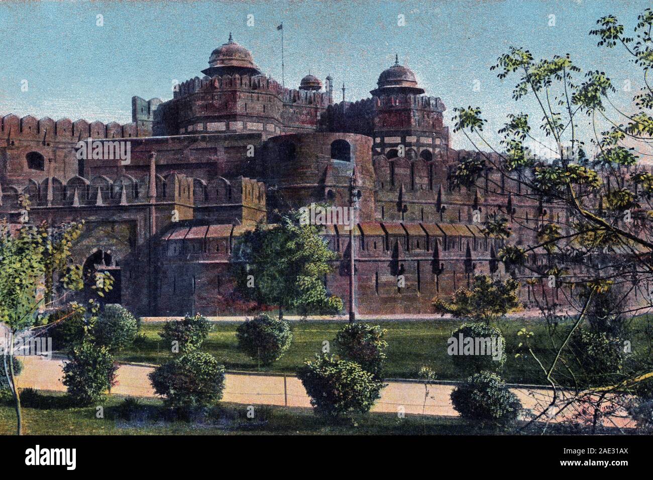 10 Mar 2010 Vintage Hand tinted photo RED FORT New Delhi INDIA Stock ...