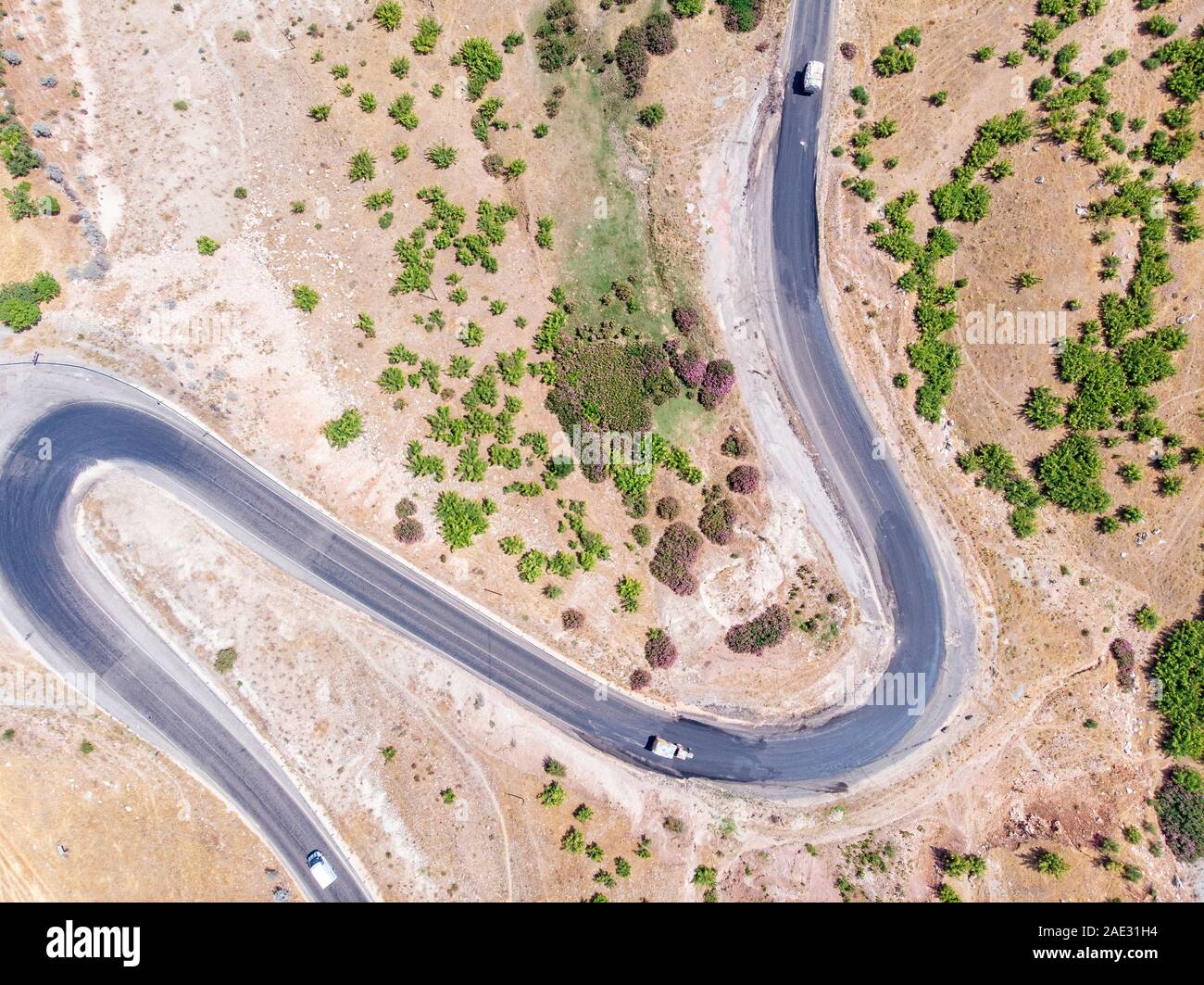 Aerial view of Kahta Sincik Road near the village of Taslica, District ...