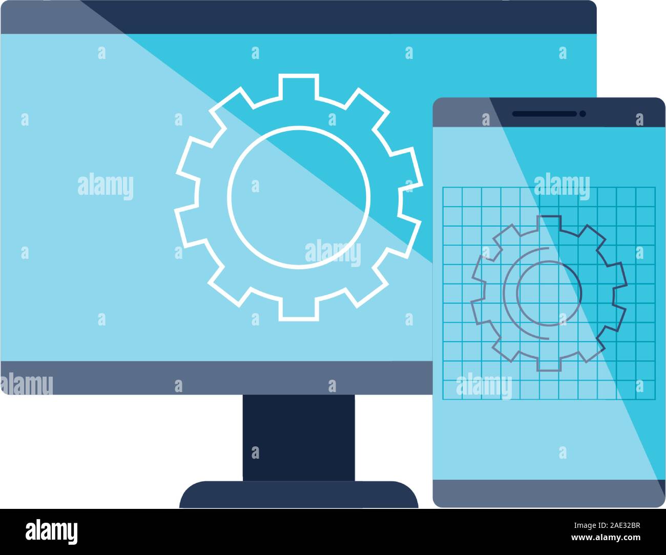 Gear smartphone and computer vector design Stock Vector Image & Art - Alamy