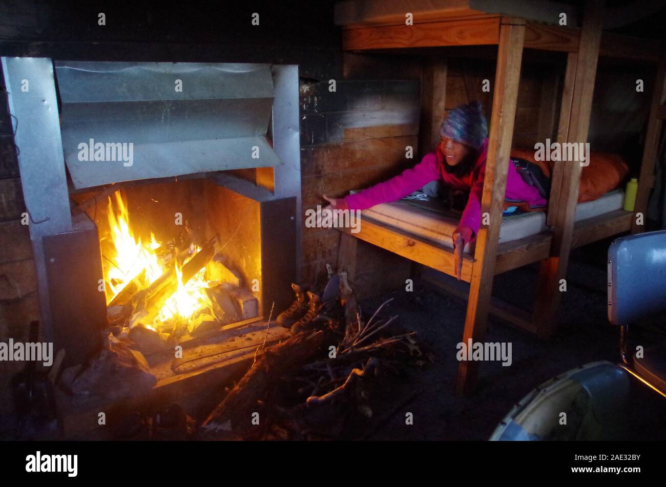 Thai female backpacker at Double Hut. Hakatere Conservation Park. Te ...