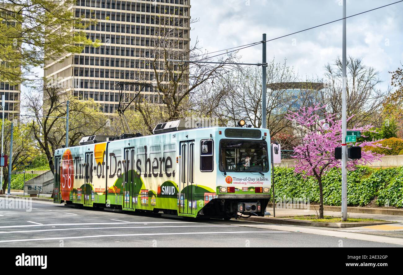 Sacramento RT Light Rail in downtown. California, United States Stock ...