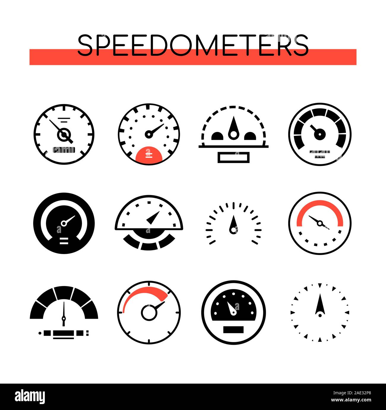Different speedometers collection - set of vector elements Stock Vector ...