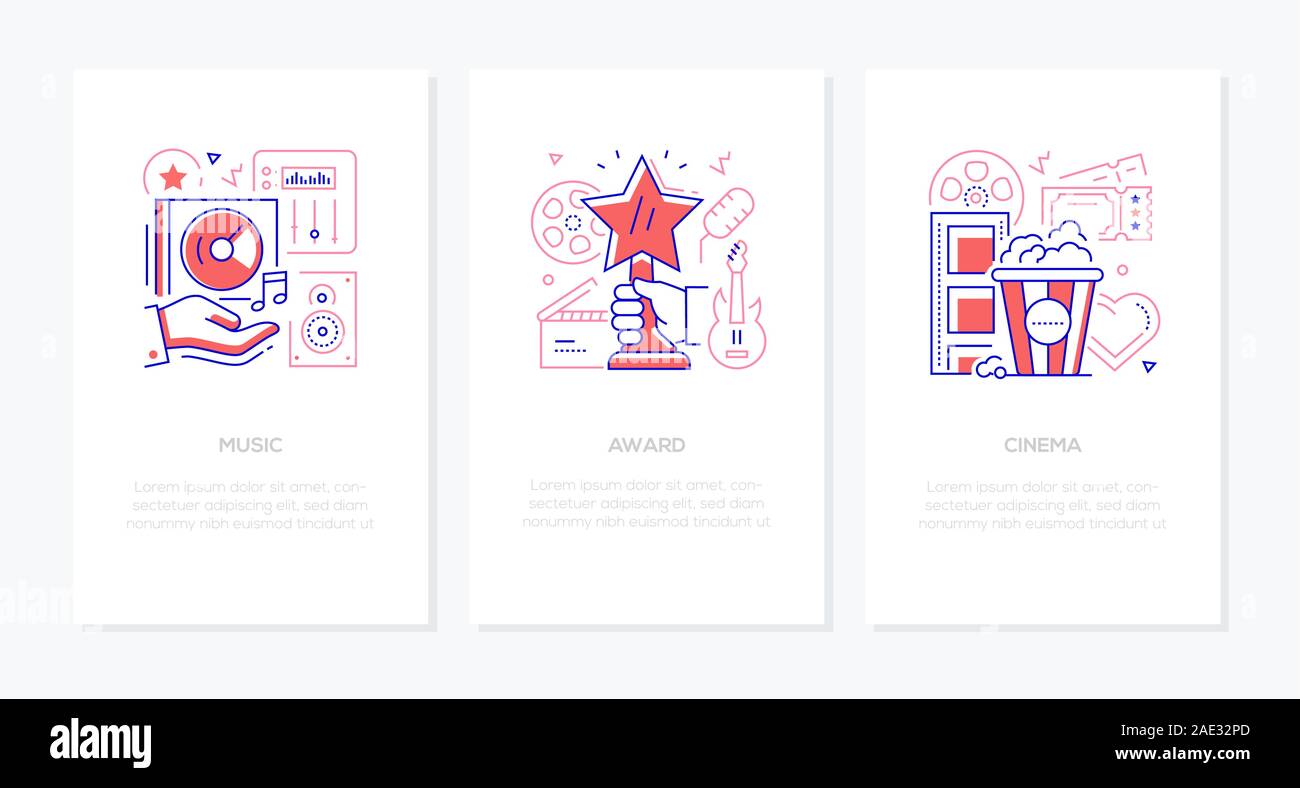 Entertainment - vector line design style banners set Stock Vector Image ...