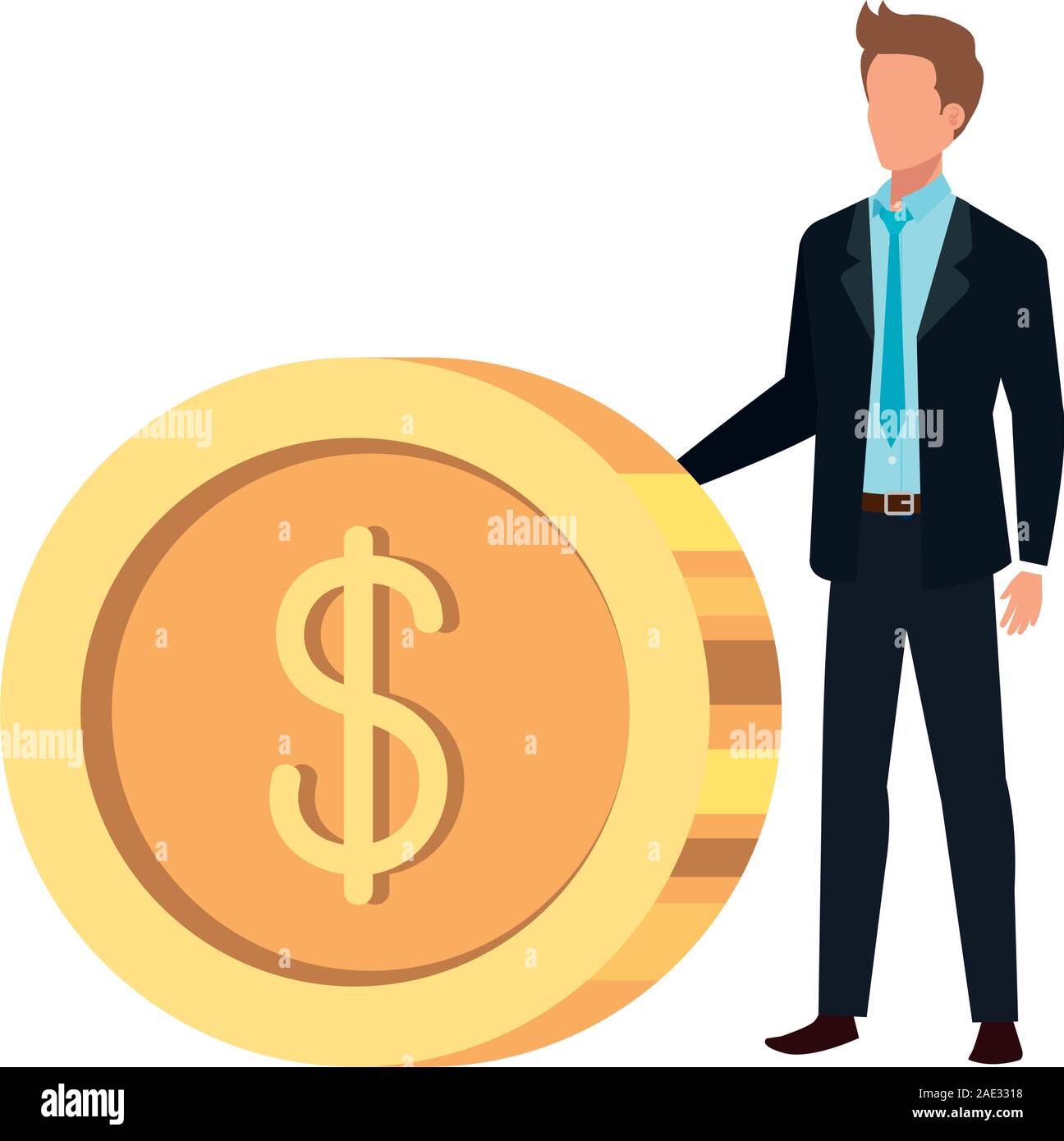 Isolated coin and man vector design Stock Vector Image & Art - Alamy