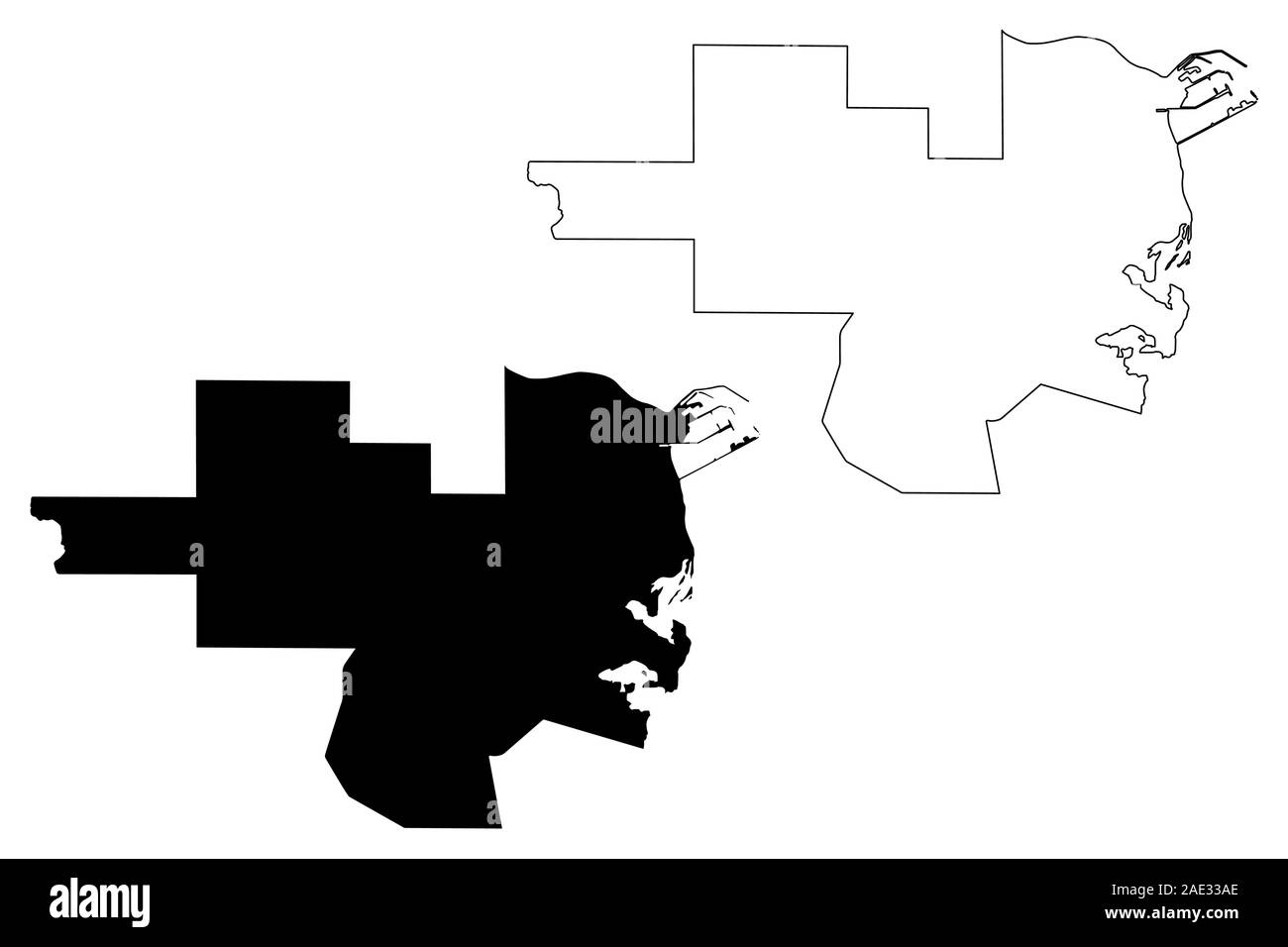 Al Khor (State of Qatar, Municipalities of Qatar) map vector ...