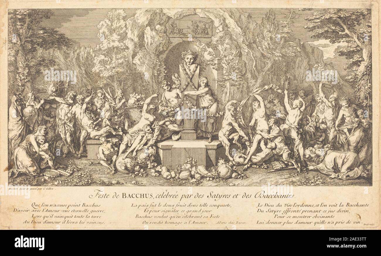 Painting depicting the Feast of Bacchus with satyrs and bacchantes ...