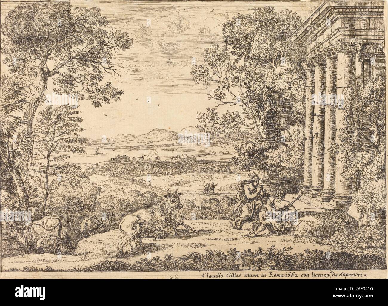 Painting 'Mercury and Argus' by Claude Lorrain, created in 1662 ...