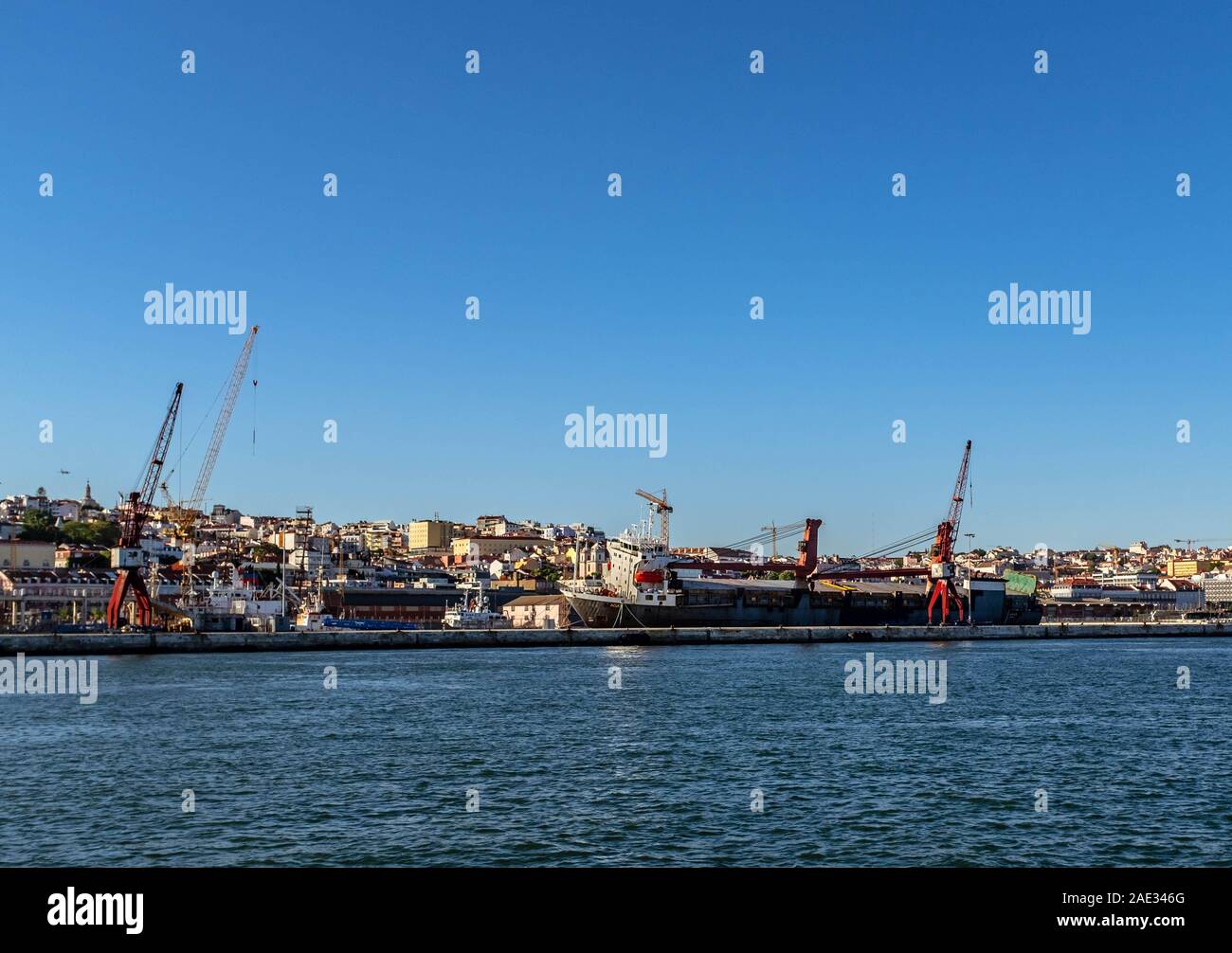 Heavy load carrier ship AGAT being repaired in shipyard, Lisbon Stock ...